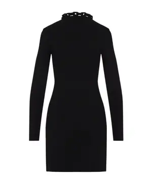 Rabanne Knitted Mini Dress With Gold Collar Detail