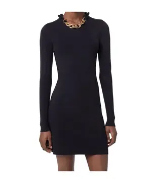 Rabanne Knitted Mini Dress With Gold Collar Detail