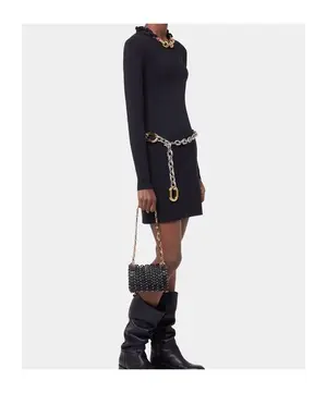 Rabanne Knitted Mini Dress With Gold Collar Detail