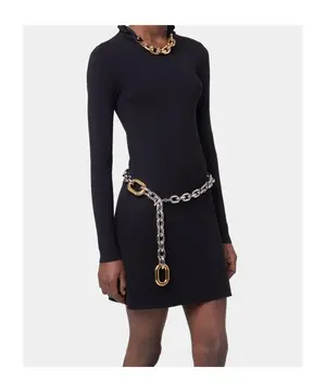 Rabanne Knitted Mini Dress With Gold Collar Detail