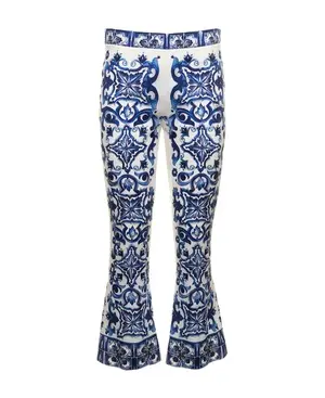 Dolce & Gabbana Majolica Print Flared Trousers - Blue