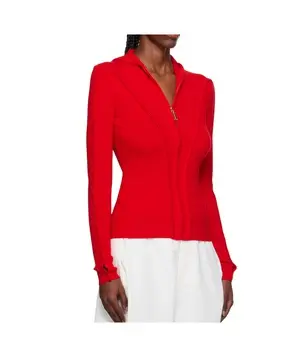 Victoria Beckham Zip-front Panelled Wool Hooded Cardigan