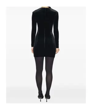 MUGLER Long-sleeve Sweetheart Neckline Mini Dress - Black