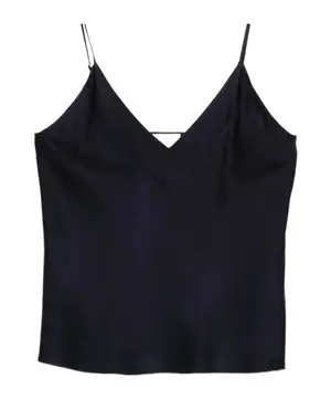 FORTE_FORTE V-neck Spaghetti Strap Tank Top - Black