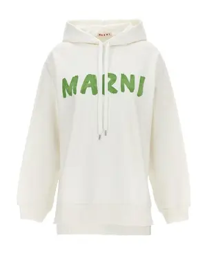 Marni Logo Printed Drawstring Hoodie