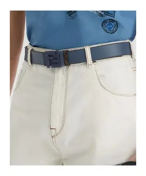 Fendi Ff Squared Reversible Studded Belt - Blue