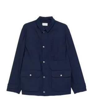 Brunello Cucinelli Buttoned Jacket With Flap Pockets - Navy Blue