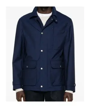 Brunello Cucinelli Buttoned Jacket With Flap Pockets - Navy Blue