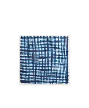 Bottega Veneta Printed Silk Check Foulard - Blue/white