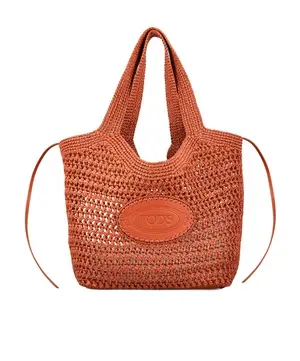 TOD'S Woven Raffia Shoulder Bag