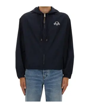 Moschino Hooded Zip-up Jacket With Embroidered Logo