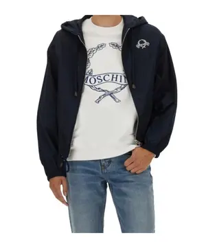 Moschino Hooded Zip-up Jacket With Embroidered Logo