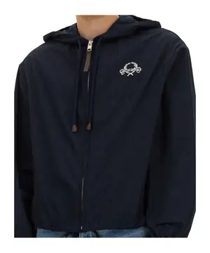 Moschino Hooded Zip-up Jacket With Embroidered Logo