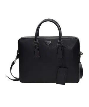 Prada Leather Zip Shoulder Bag - Black