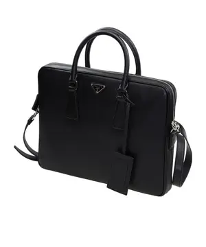 Prada Leather Zip Shoulder Bag - Black