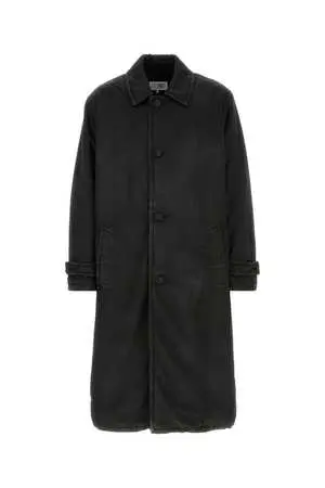 MAISON MARGIELA Waxed Single-breasted Coat - Black