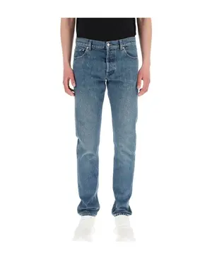 Alexander McQueen Low-rise Logo Embroidered Jeans - Blue