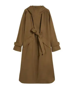 Max Mara Long Belted Hooded Coat - Brown