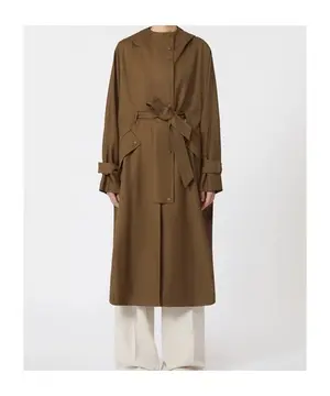 Max Mara Long Belted Hooded Coat - Brown