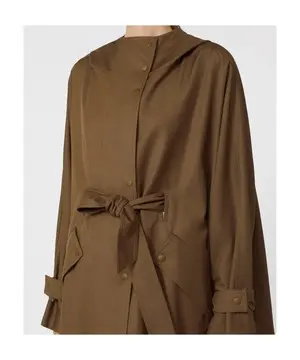 Max Mara Long Belted Hooded Coat - Brown