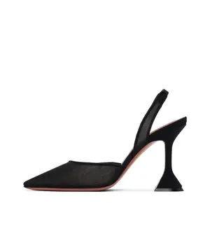 Amina Muaddi Holli Mesh Sling 95 Heels - Black
