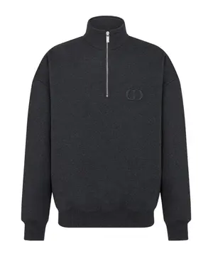 Dior High Neck Zip Detailed Sweatshirt - Black