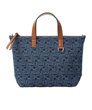Fendi Ff Jacquard Zip-up Small Tote Bag - Blue