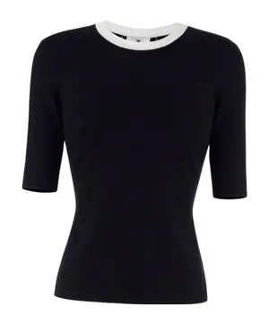 Elisabetta Franchi Ribbed Crew Neck Short Sleeve Top
