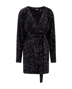 ROTATE BY BIRGER CHRISTENSEN Embellished V-neck Long Sleeve Dress