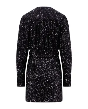 ROTATE BY BIRGER CHRISTENSEN Embellished V-neck Long Sleeve Dress