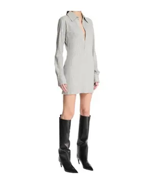 Attico Embellished Rhinestone Shirt Dress