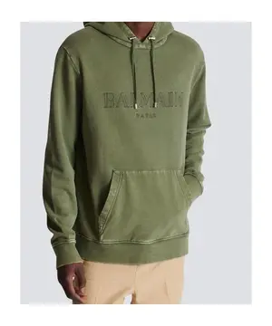 Balmain Vintage Embroidered Hoodie - Khaki