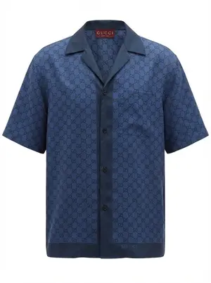 Gucci Disco Monogrammed Short-sleeve Shirt - Blue