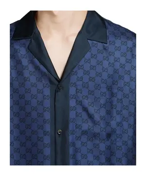 Gucci Disco Monogrammed Short-sleeve Shirt - Blue