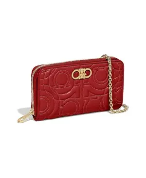 FERRAGAMO Logo Embossed Chain Wallet