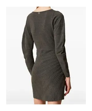TWINSET Knit Dress With Checked Pattern And Logo Detail - Black