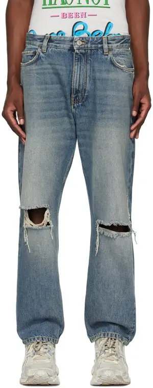 Balenciaga Distressed Straight-leg Jeans