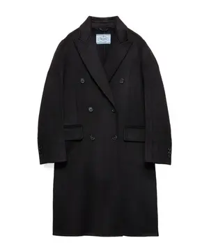 Prada Double-breasted Cashwool Coat - Black