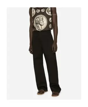Dolce & Gabbana Straight-leg Trousers With Logo Plaque