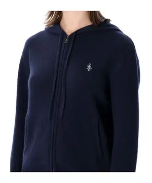 SPORTY  RICH Sporty & Rich Embroidered Knitted Zipped Hoodie