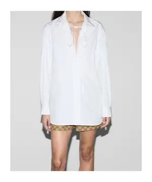 Gucci Cotton Poplin Shirt With Ribbon Tie Detail