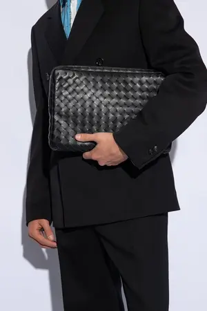 Bottega Veneta Intrecciato Zipped Clutch Bag - Black