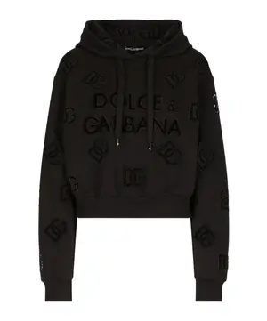 Dolce & Gabbana Cropped Dg Logo Jersey Hoodie