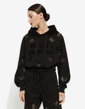 Dolce & Gabbana Cropped Dg Logo Jersey Hoodie