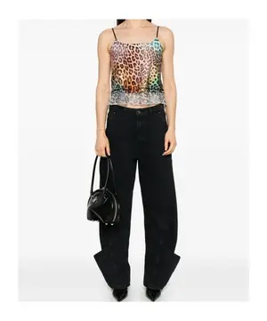 DIESEL® T-zaza-q1" Leopard Print Tank Top With Thin Shoulder Straps - Multi Leo