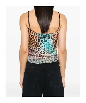 DIESEL® T-zaza-q1" Leopard Print Tank Top With Thin Shoulder Straps - Multi Leo