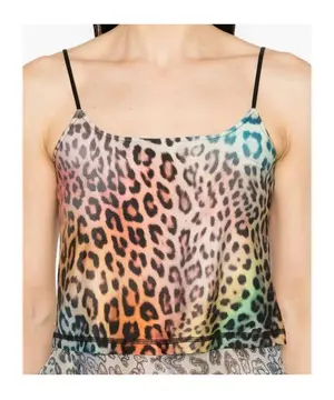 DIESEL® T-zaza-q1" Leopard Print Tank Top With Thin Shoulder Straps - Multi Leo