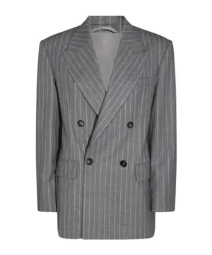 Brunello Cucinelli Striped Double-breasted Jacket - Gray