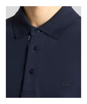 Etro Cotton Polo Shirt With Pegaso - Blue