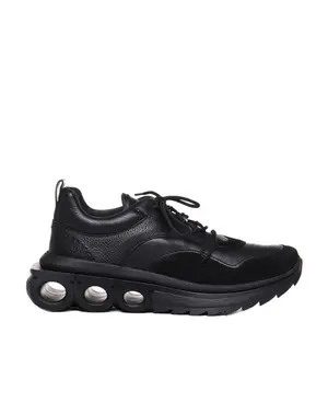 FERRAGAMO Gancini Plaque Lace-up Sneakers - Black